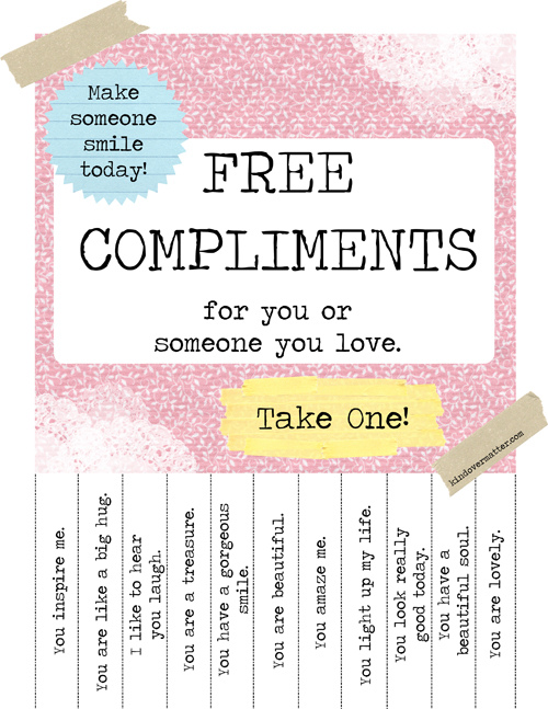 Printable Free Compliments Poster – AllCrafts Free Crafts Update