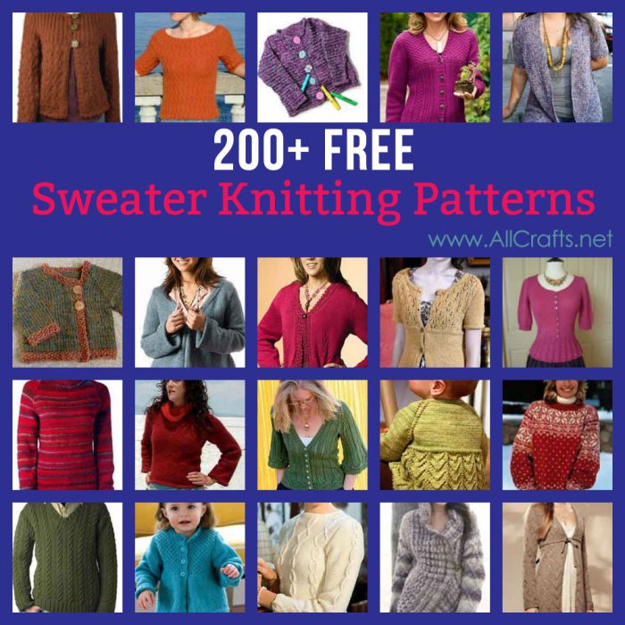 200+ Free Sweater Knitting Patterns – AllCrafts Free Crafts Update