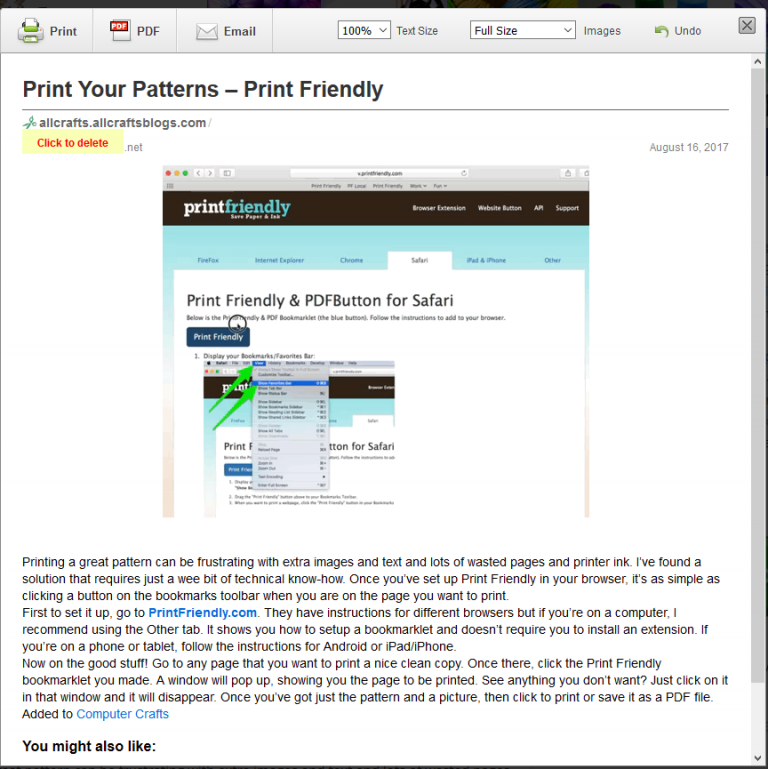 Print Your Patterns – Print Friendly – AllCrafts Free Crafts Update